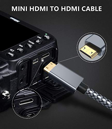 Elebase Mini HDMI to HDMI Cable 10 FT,4K 60Hz Mini HDMI Cord Compatible for DSLR Camera,Camcorder,Graphics Video Card,Laptop,Pico Projector,Raspberry Pi Zero W,Neogeo