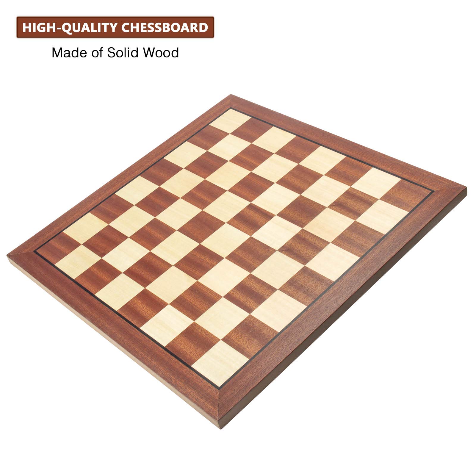 AMEROUS 17 x 17 Inches Wooden Chess Board Only, Professional Tournament Chess Board Large with Chess Rules/Gift Package, Chess Board Game for Kids, Adults