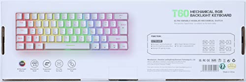 60% Compact Type c - Usb Wired Mechanical Keyboard UK, Blue Switch, RGB Backlit Rainbow LED, Anti-Ghosting, Media Keys, Laser carving, Ergonomic Aesthetic, for Computer PC Laptop PS4 XBOX - Black