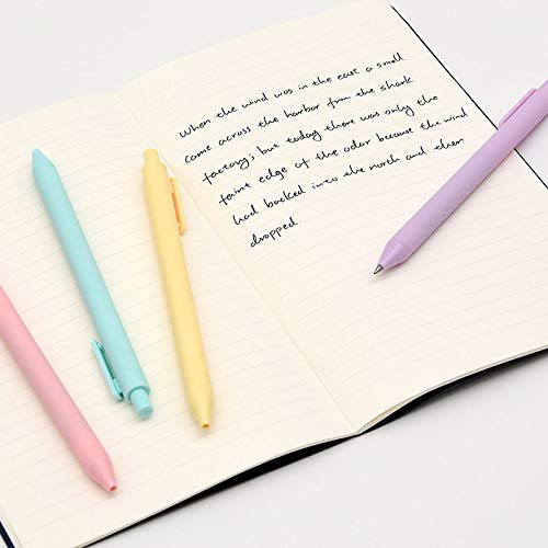 Lanxivi Kaco Pure Retractable Gel Ink Pens, Black Ink Refills 0.5mm Extra Fine Point 5-Pack, Macarons Color Barrel