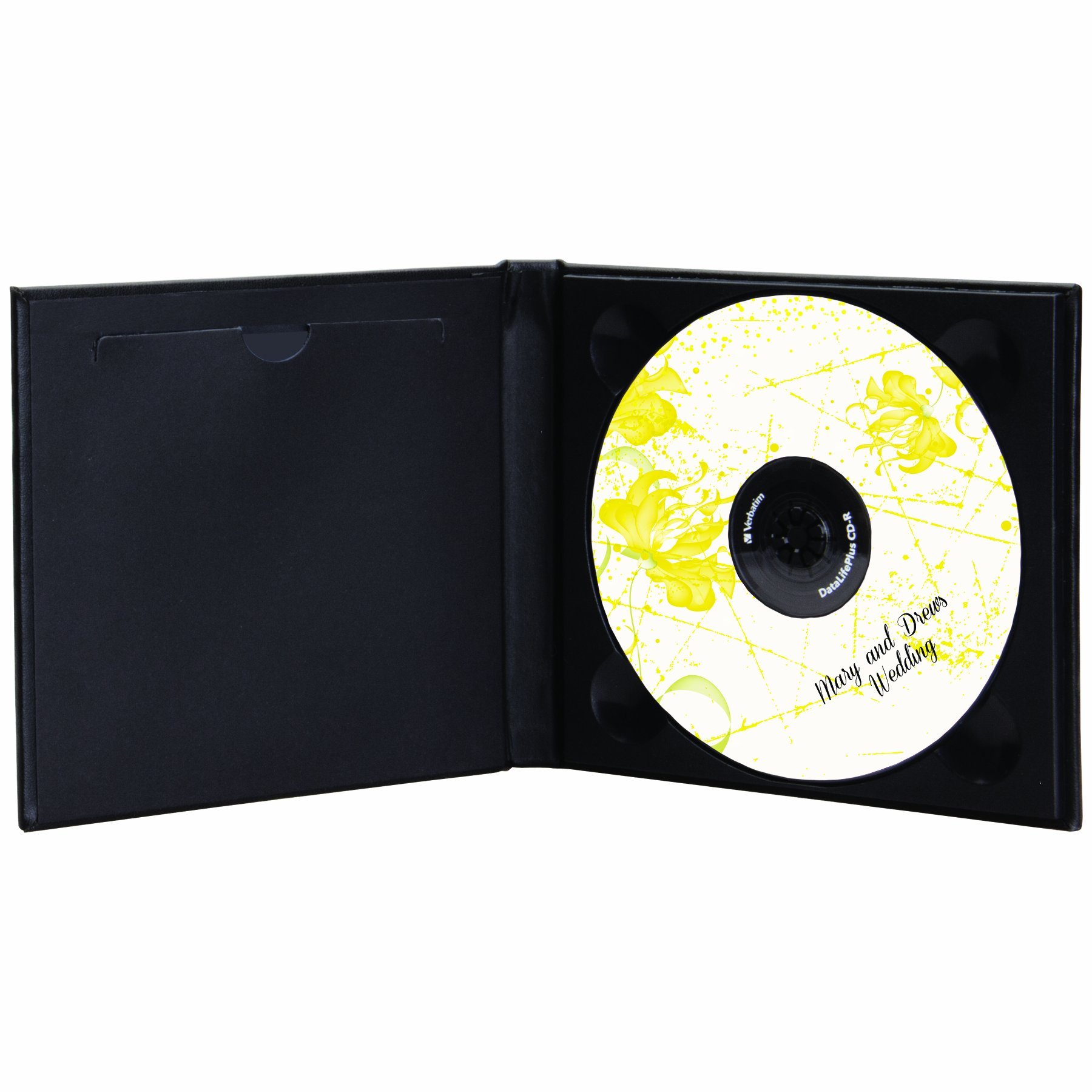 Black Leatherette Deluxe Single CD/DVD Holder with 3" x 3" Photo