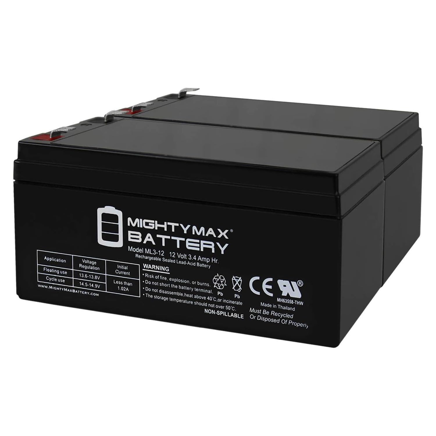 Mighty Max Battery 12V 3AH SLA Battery Replaces Bruno Elan SRE-3000 Medical Lift - 2Pack