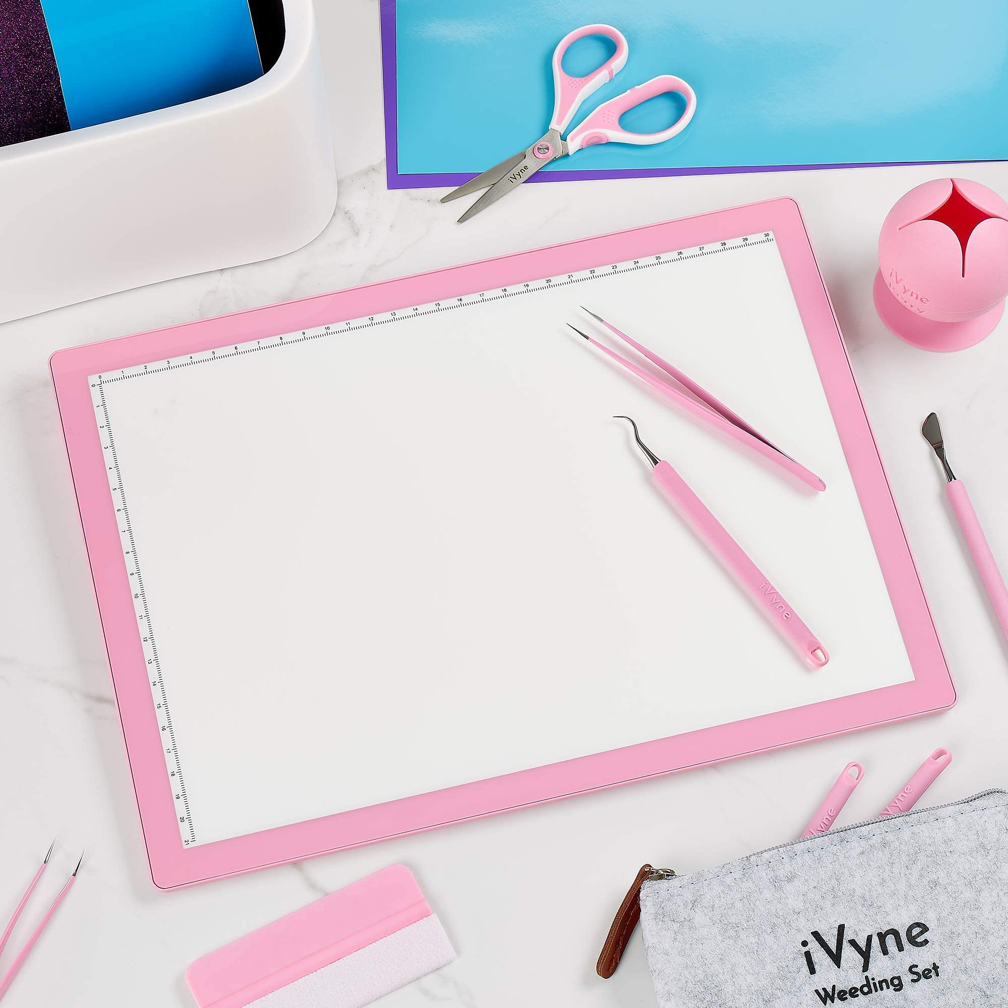 iVyne Cordless Light Pad with iVyne 2 Pc Essential Tools and Vyne Berry Suction Scrap Collector - Pink