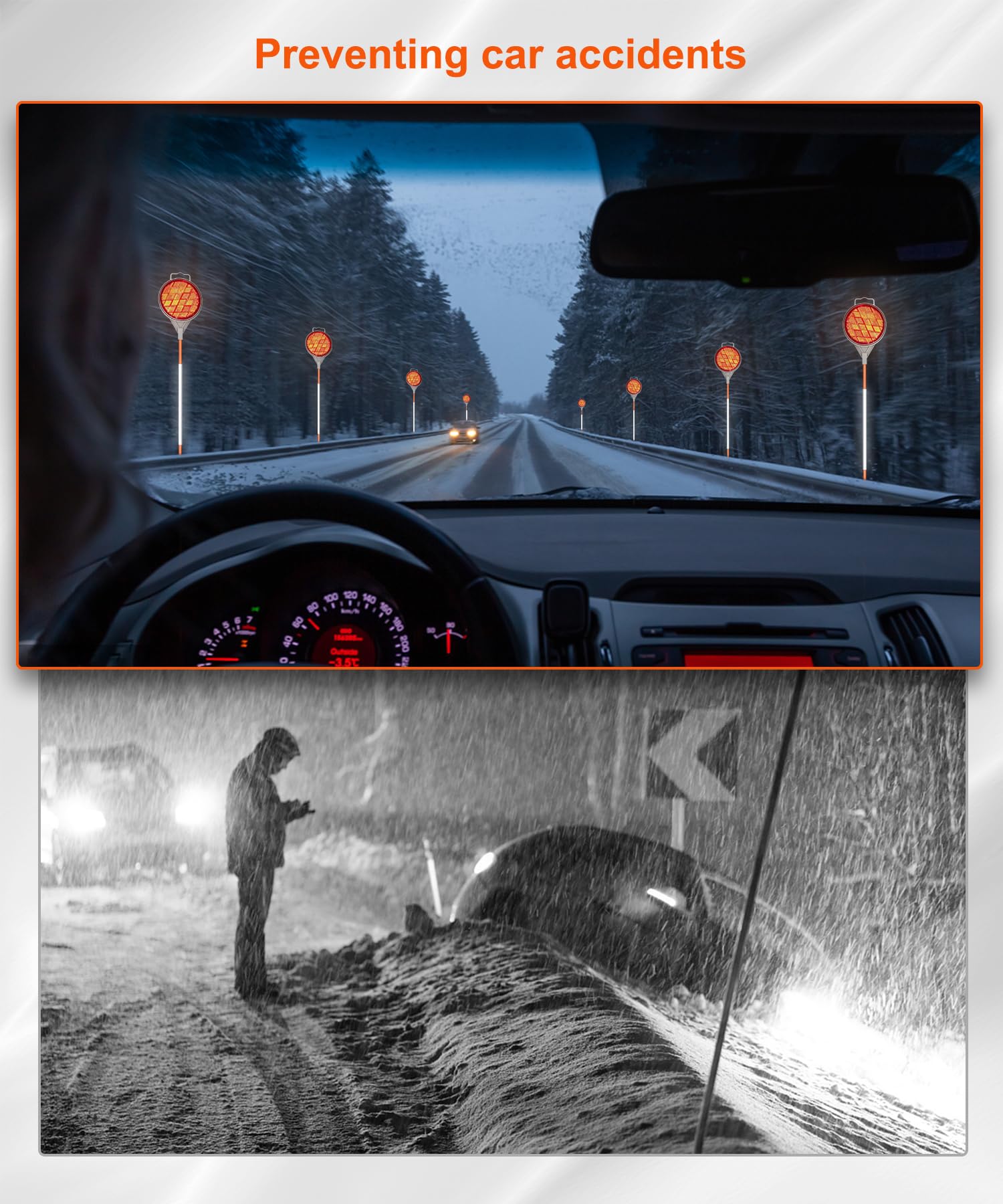 2-Way Reflective Driveway Markers,Plow Markers,Snow Plow Markers for Driveway 48 Inch Fiberglass Rod(Pack of 8)