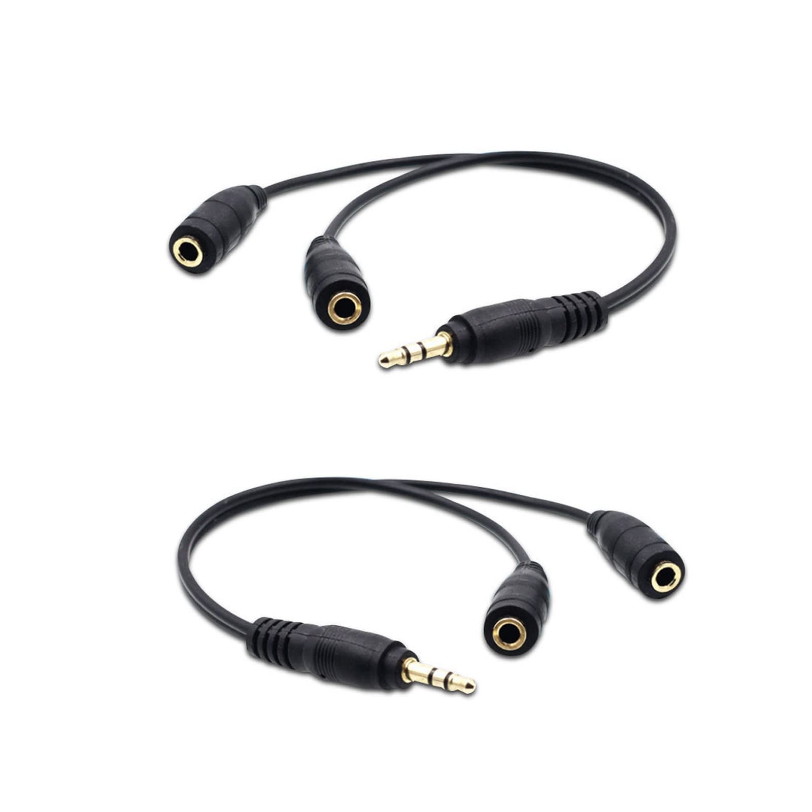 2-Pack Headphone Aux Splitter, 3.5mm 2 Female to 1 Male Audio Splitter Stereo Dual Headphone Adapter Compatible Headset Tablet Smartphone MP3 Player & More