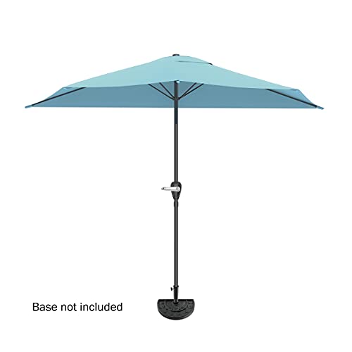 9-Foot Half Patio Umbrella β Easy Crank Semicircle Opening Shade Canopy β For Against a Wall, Porch, or Balcony Furniture by Pure Garden (Blue)