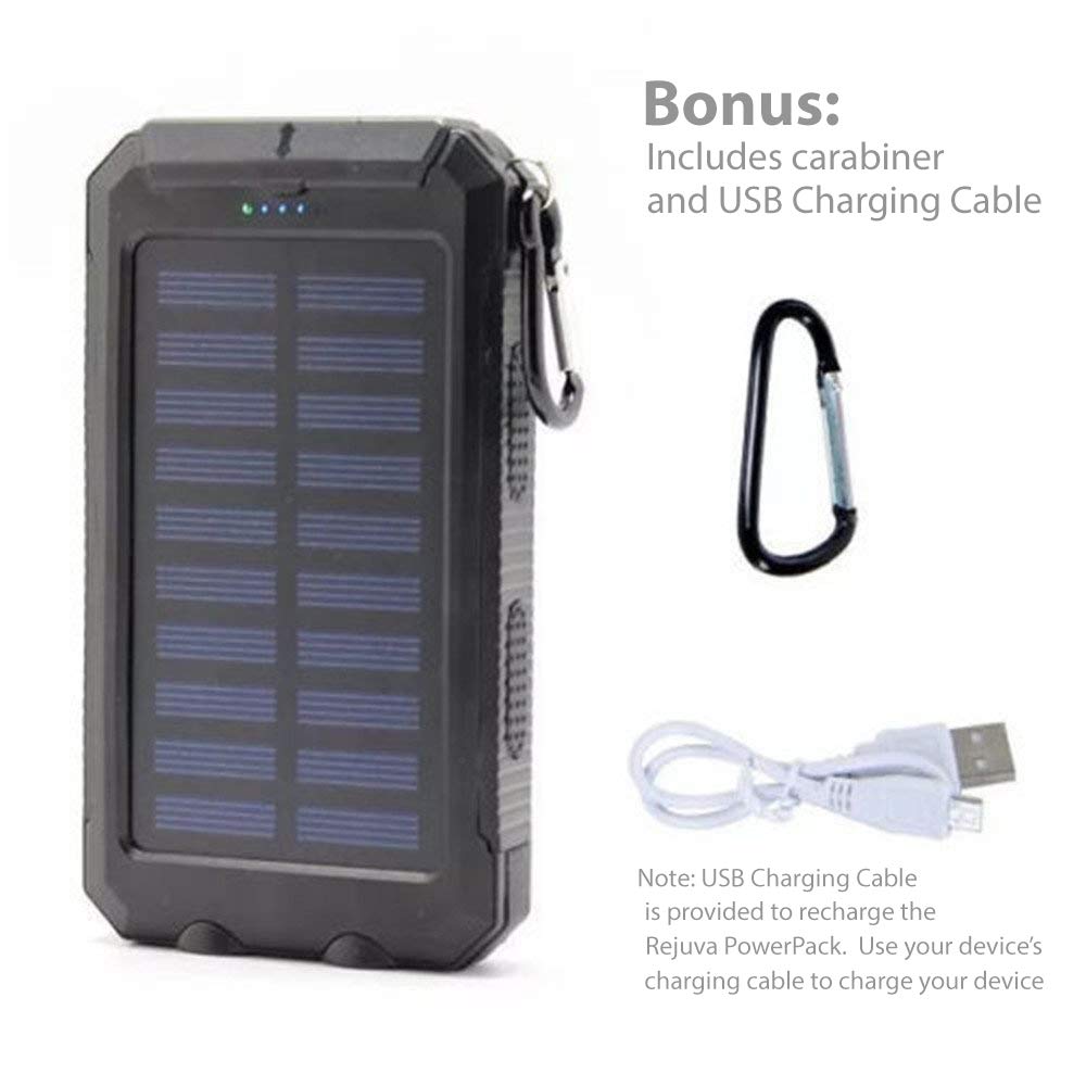 BoxWave Power Bank Compatible with Google Pixel - Solar Rejuva PowerPack (10000mAh), Solar Powered Backup Power Bank 10000mAh - Jet Black