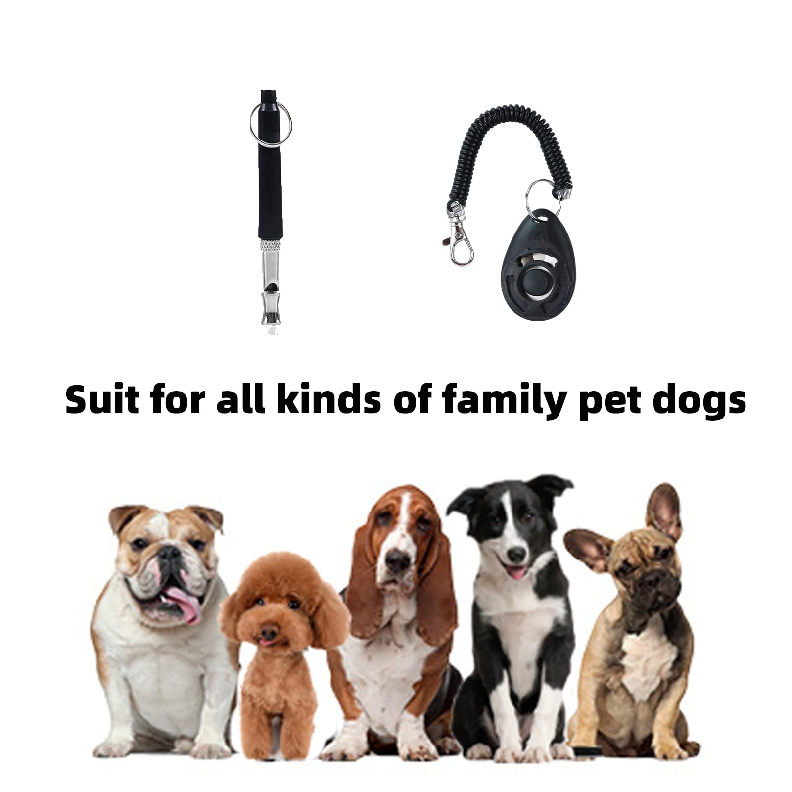 2 Pack Dog Whistle,Pet Training Clicker | Training Behaviour Aids Accessories for Dog | Barking Control Device, Long Range Adjustable Frequency (Black)