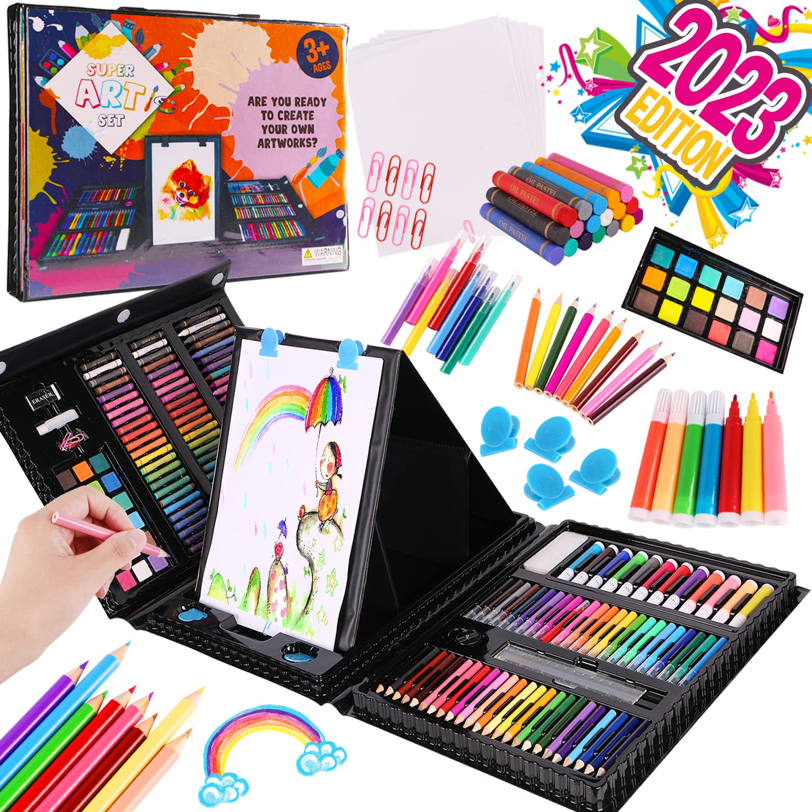 Alloytop 226 Pcs Art and Craft Supplies Colored Pencils - School Supplies Kit Painting Drawing Sketching Coloring Teens Girls Boys Kids Ages 6 7 8 9 10 11 12 Years Old with Oil Pastels Crayons