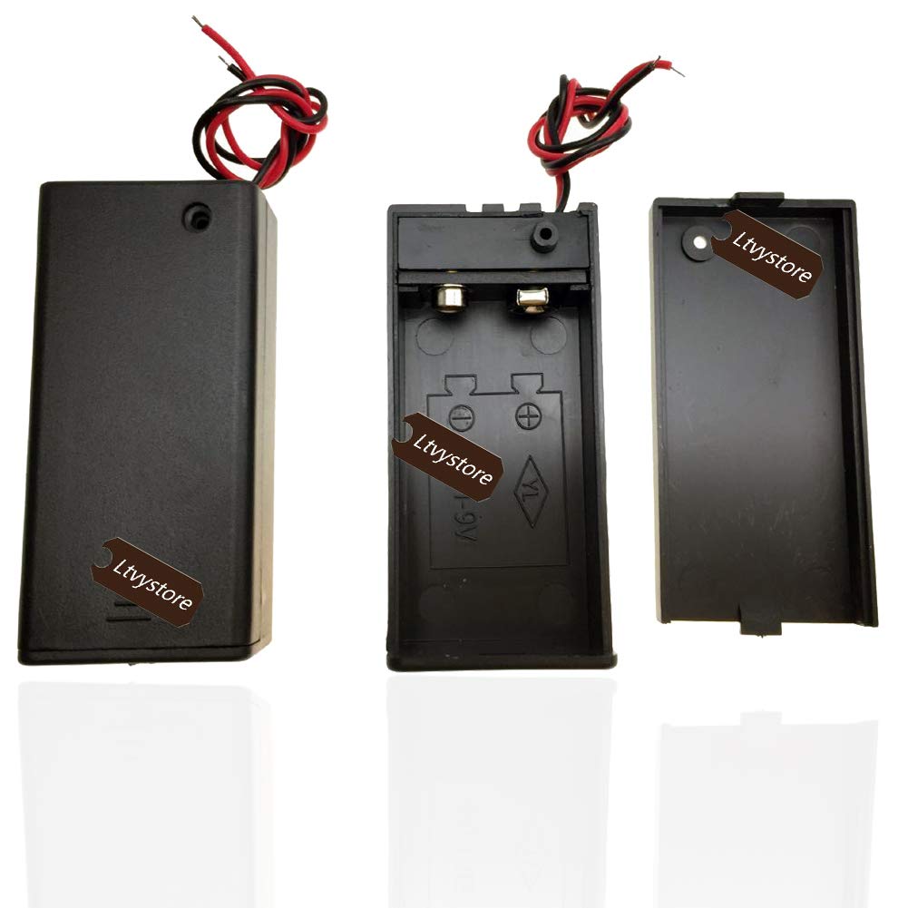 Ltvystore 9V Battery Holder Box Case Black, 10Pcs ABS DIY 9 Volt Battery Storage Holder Case Boxes Pack with ON/Off Switch Power Bank Cases