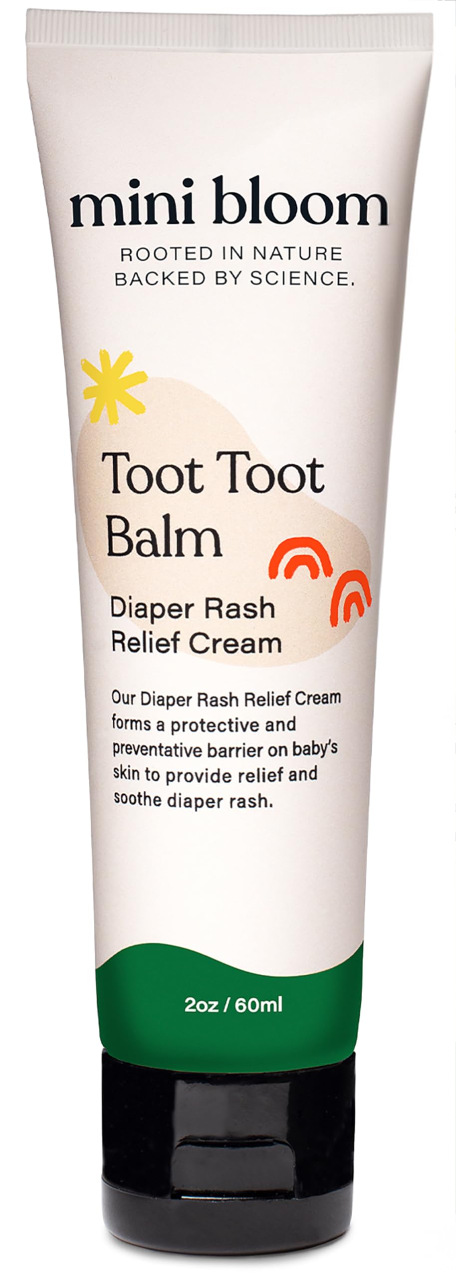 Mini Bloom Toot Toot Balm Diaper Cream | Baby & Kid Safe Made w/Zinc oxide, Vitamin E, Shea Butter, Coconut, Jojoba & Sunflower Oils | 2 oz