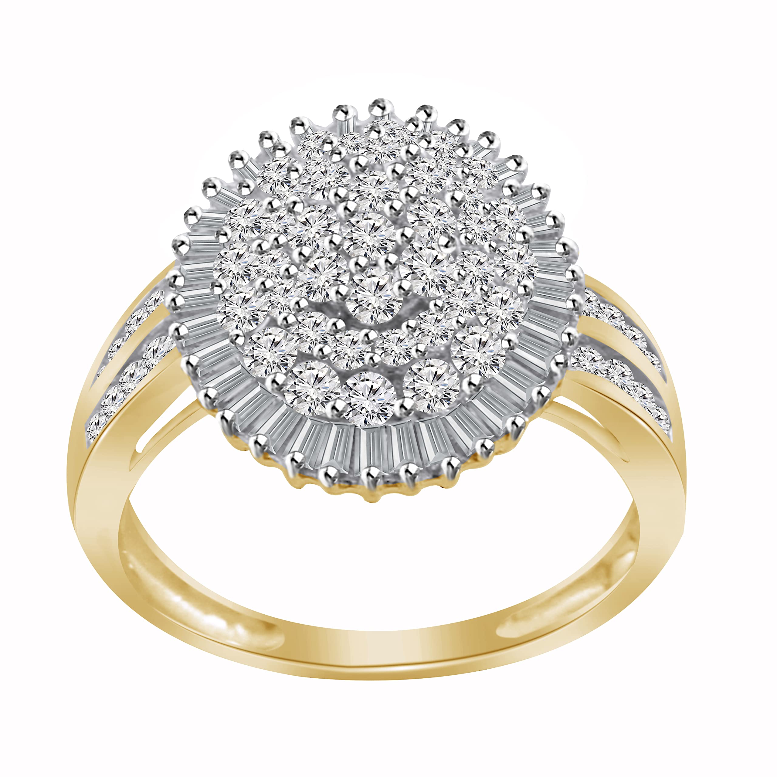 2.40 Ctw Round Cut Diamond 14k Yellow Gold Over Cluster Engagement Ring_US-11
