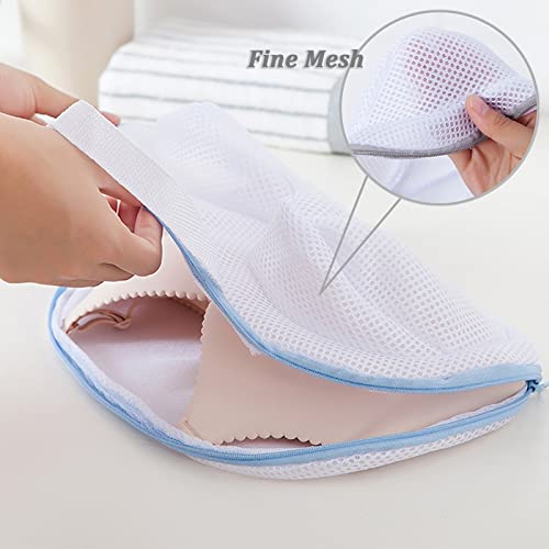 3Pcs Bra Washing Bag for Laundry, High Permeability Bra-shaped Mesh Wash Bags Lingerie Laundry Bags with Handle and Zipper Underwear Bag for Brassiere Women Laundry Storage