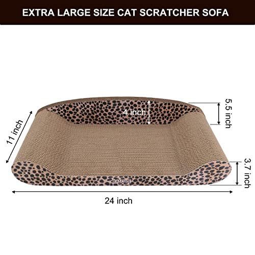 HALOVIE Extra Large Size Cat Scratcher Bed, 24 Inch Cat Scratch Pad Cardboard Sofa Scratching Board Lounge Couch for Indoor Cats