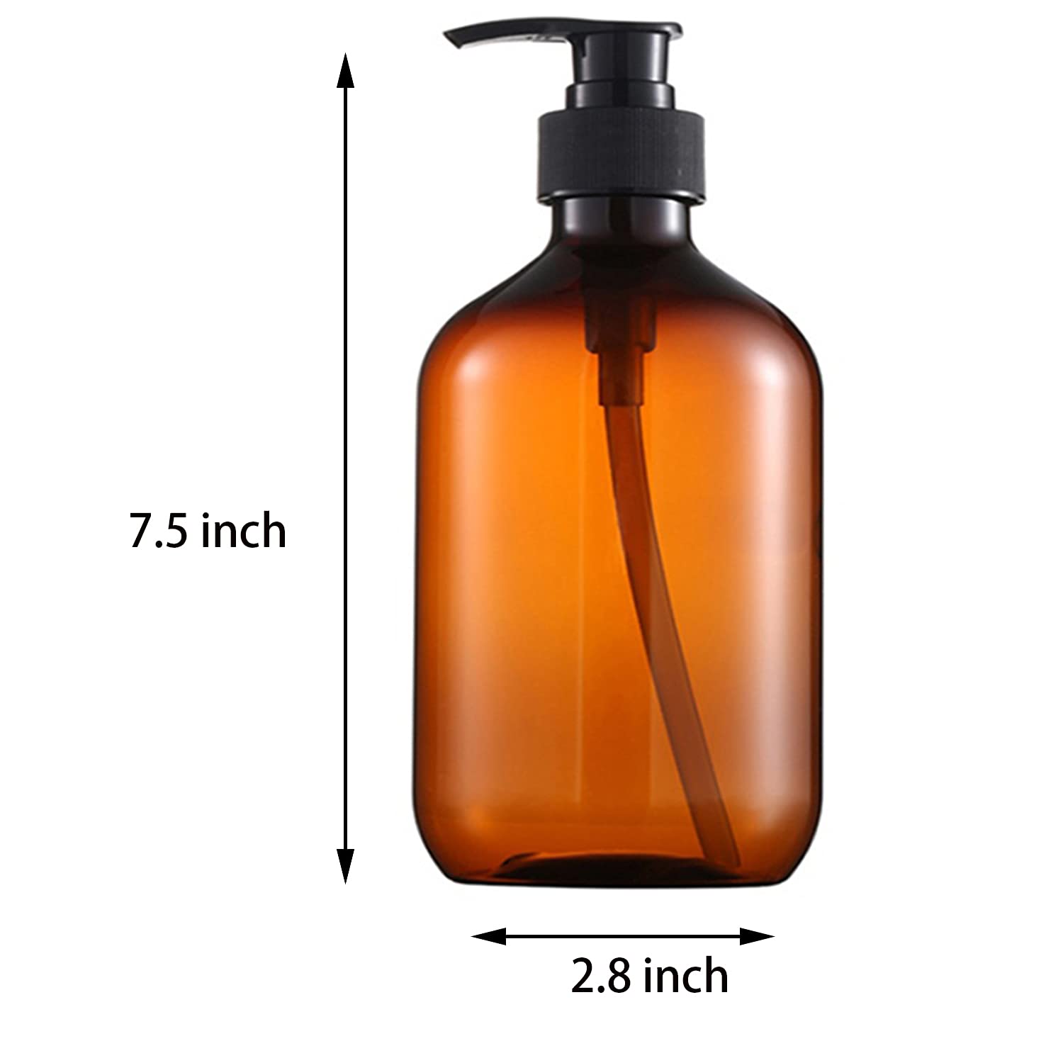 17 Ounce Plastic Hand Soap Bottles with Pump, Refillable Dispenser Bottle for Kitchen and Bathroom, Amber and Green, 2 Pcs
