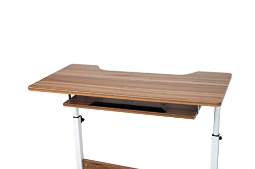 Mind Reader Adjustable Rolling Lapdesk Couch End, Side Table, Over Bed Desk, Medium, Brown
