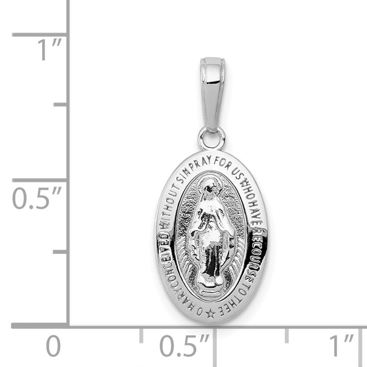 14k White Gold Miraculous Medal Pendant Fine Jewelry For Women Gifts For Her