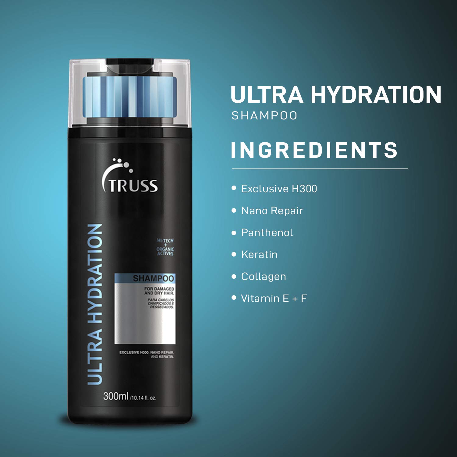 Truss Ultra Hydration Shampoo and Conditioner Set Bundle with Amino Miracle Heat Protectant Hair Spray