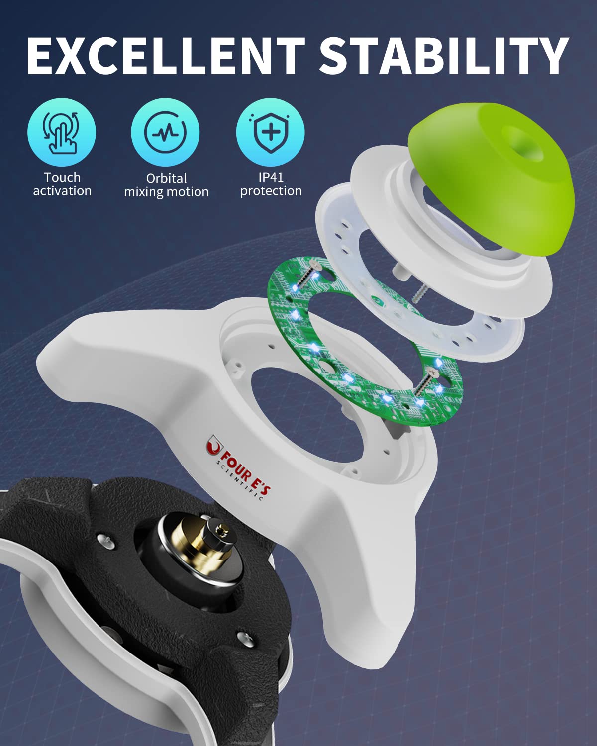 Mini Vortex Mixer with Extra Interchangeable Silicone Cap, Lab Vortex Shaker with Touch Function, 5600rpm, 6mm Orbital Diameter, for Acylic Paints, Nail Polish, Test Tubes, Green