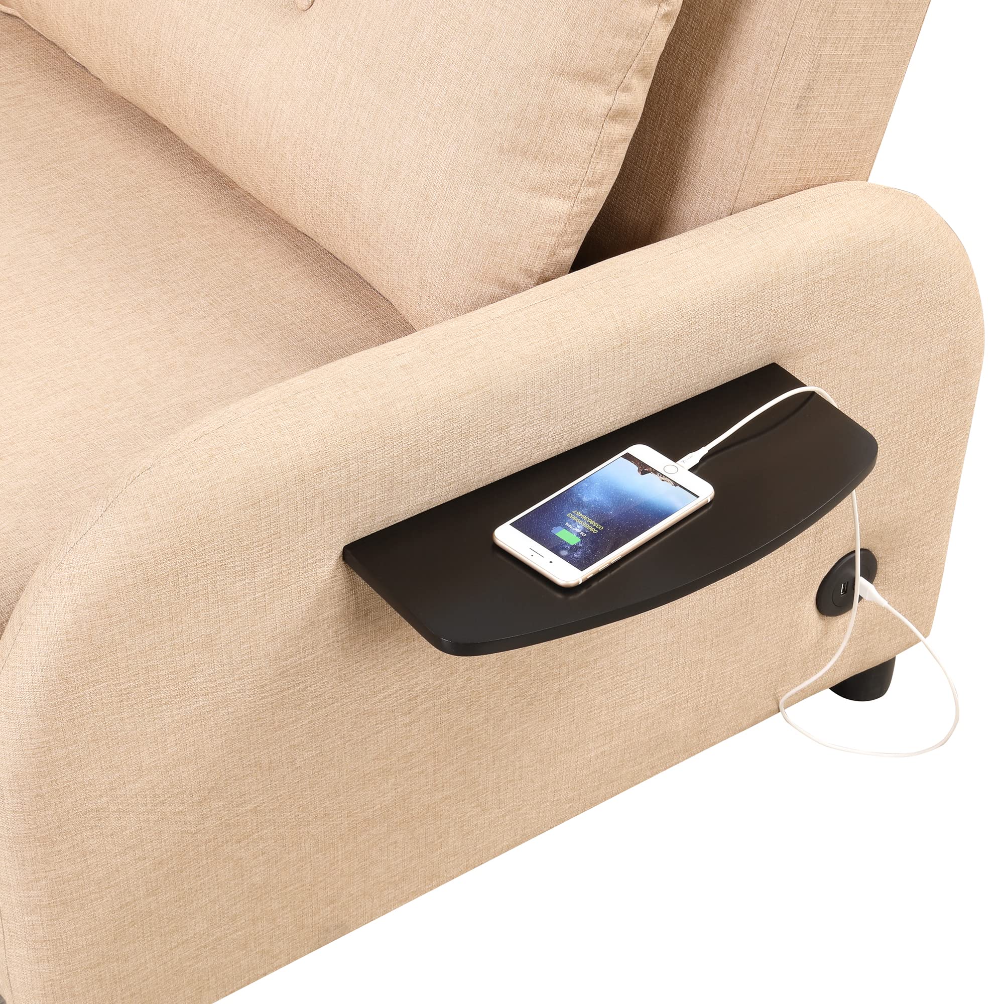 Merax Convertible PU Leather Sleeper Sofa Bed, 51" Modern Adjustable Pull Out Bed Lounge Chaise Oversized Armchair with 2 Side Pockets for Home Office