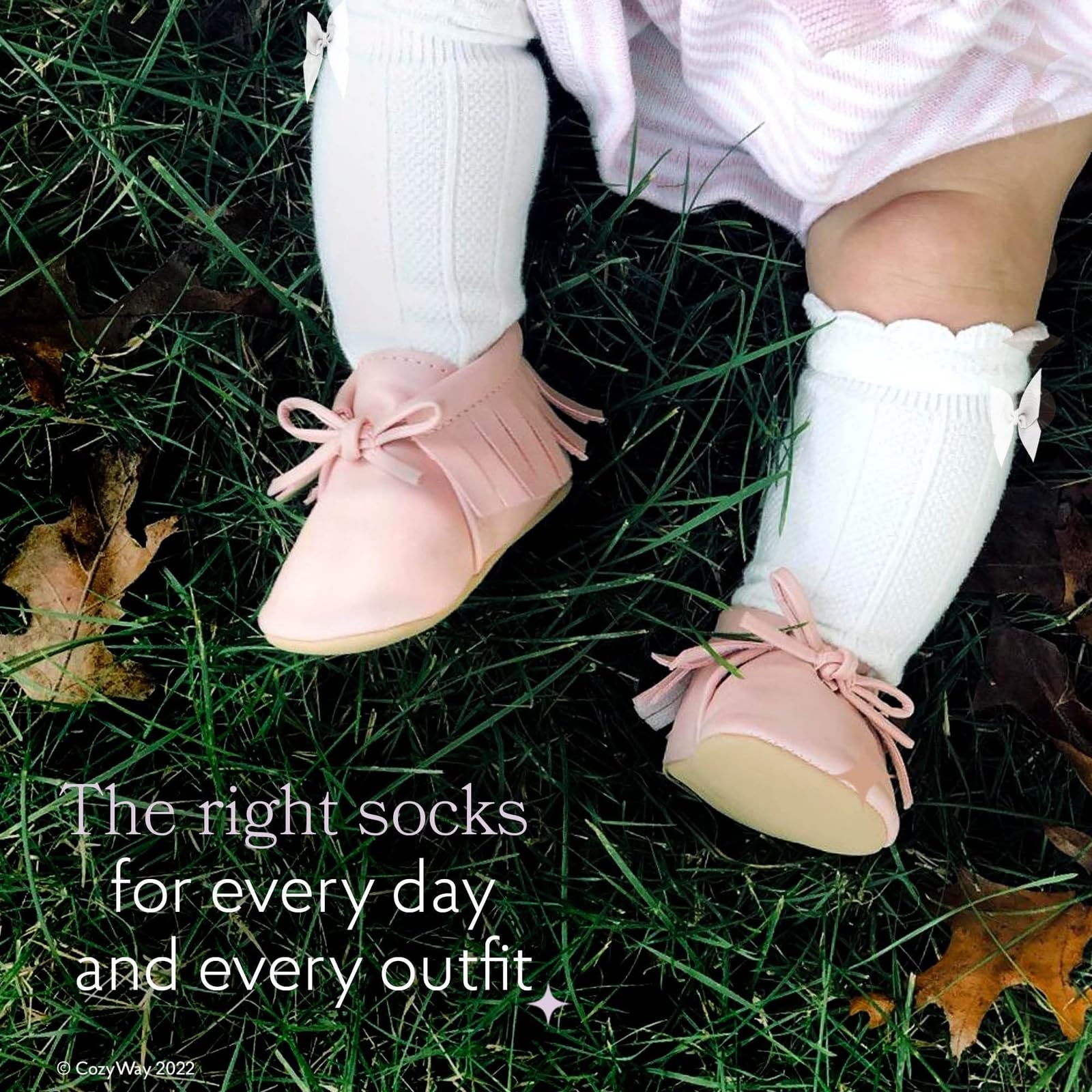 CozyWay Baby Knee High Bow Socks For Baby Girls Infant 0-9 Months 3-3 Pack