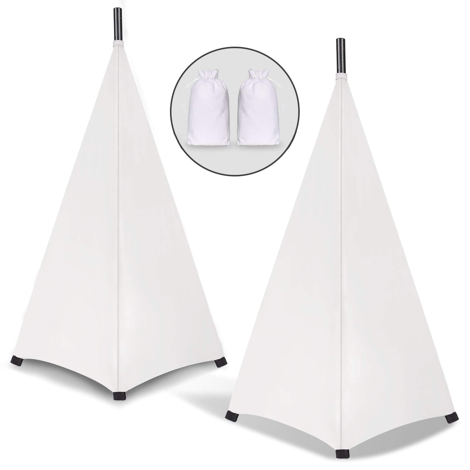Dofilachy Speaker Stand Cover-DJ Bag with 360 Degree Cover, Speaker Tripod Scrim Cover for Speaker/Lighting with Free Travel Bag (Two Pack-white)