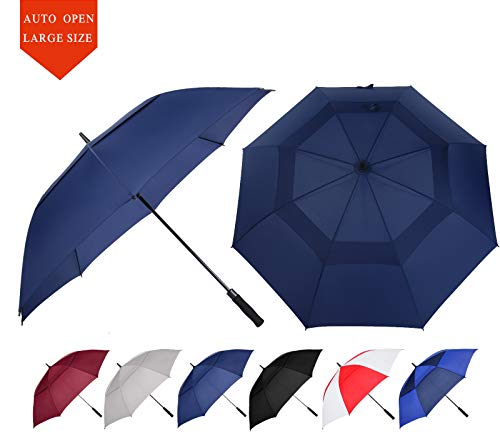 Baraida Golf Umbrella Large 62/68/72 Inch, Extra Large Oversize Double Canopy Vented Windproof Waterproof Umbrella, Automatic Open Golf Umbrella for Men and Women and Family.(62 inch,Navy Blue)