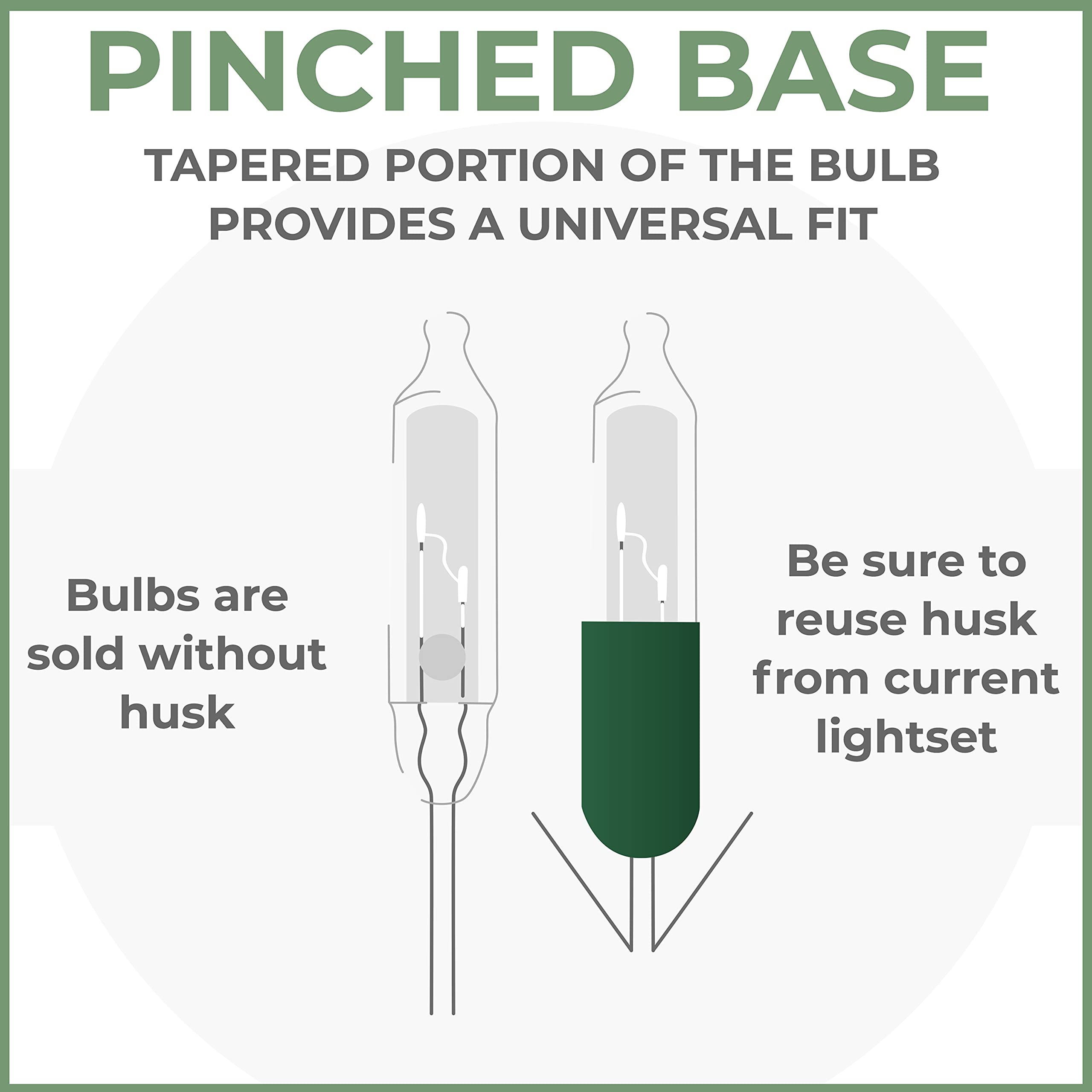 612 Vermont 6 Volt Mini Christmas Replacement Bulbs for Incandescent String Lights, Pinched Base, 50 Count, 0.48 Watt, 80 mA (Clear)