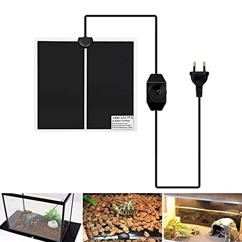 Hamiledyi 14W Reptile Heating Pad,Warmer with Temperature Adjustment Control Under Tank,Terrarium Heater Mat for Gecko,Turtle,Tortoise,Snakes,Lizard,11x11 in(2 Pcs)