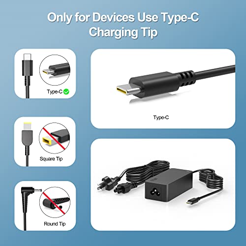 65W Charger Fit for Lenovo Thinkpad T14 T14S T15 Gen 1 2 3 4 L13 Yoga L14 L15 P14s P15s E14 E15 X12 X13 USB C Laptop - (Safety Certified by UL)
