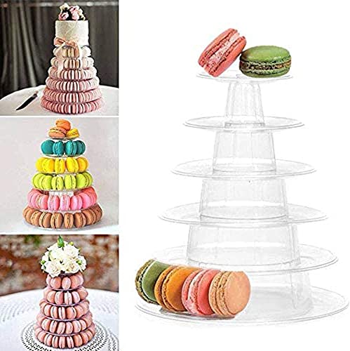 Candora 6-layer Round Macaron Tower Cake Stand Macaron Display Rack for Wedding Birthday Dessert Stand Cake Plate
