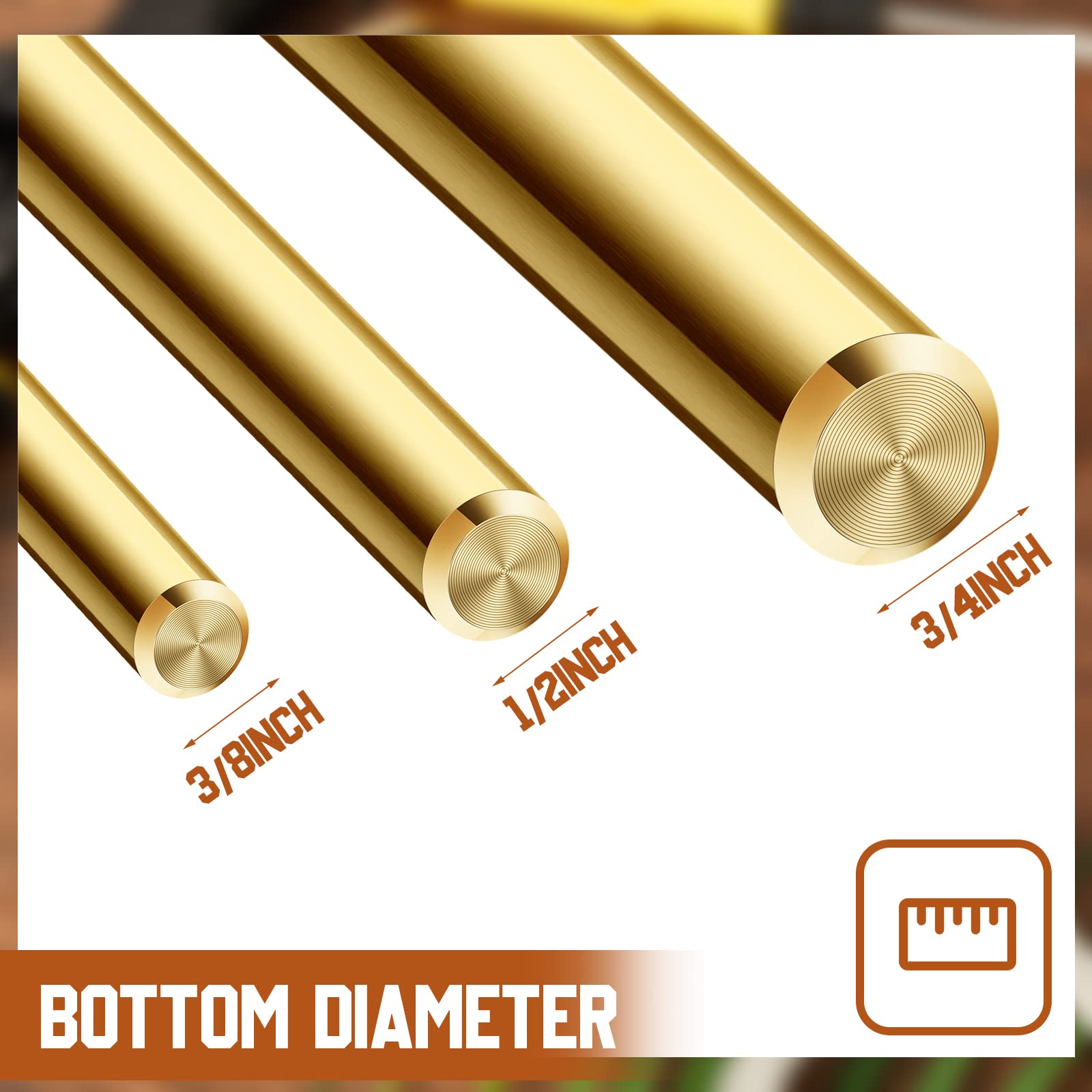 3 Pcs Brass Drift Punch Set, 3/4, 1/2, 3/8 Inch, 25075 25076 25077 Brass Punch Kit