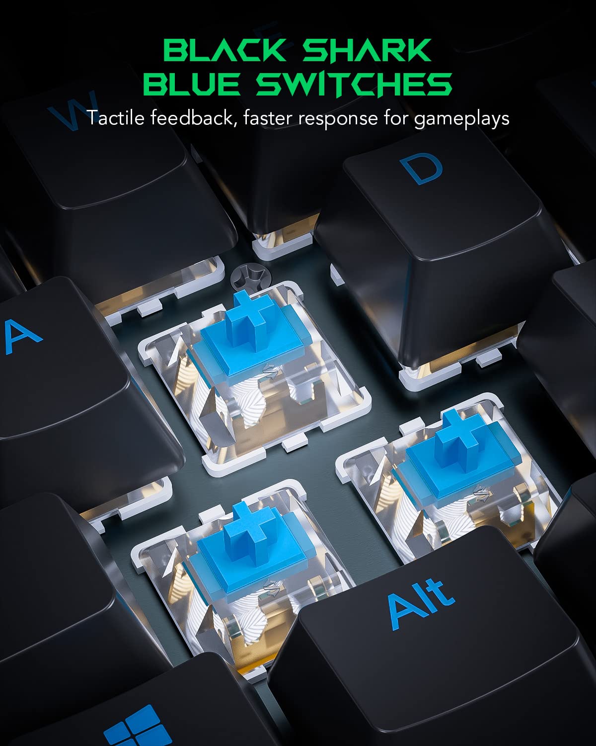 Black Shark RGB Mechanical Gaming Keyboard LED Backlit Wired Keyboard with Blue Switches, Fully Programmable, Anti-Ghosting 87 Keys for PC Laptop, Sixgill K1