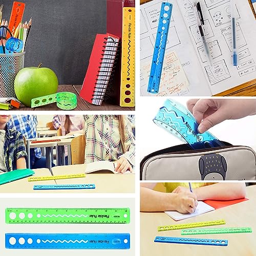 AKOAK Flexible Ruler, 30 CM/12" Flexible Bendable Soft Plastic Clear Ruler, Double Sided Ruler, Safe Children's School Supplies for Schools, Homes and Offices - Pack of 4