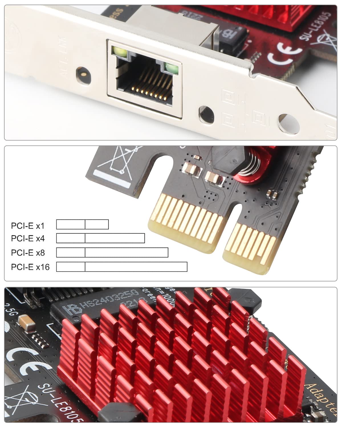 2.5G Network Adapter, Ubit 2.5GBase-T RJ45 2500/1000/100Mbps Gigabit PCIe Network Adapter, RTL8125 NIC, Low Profile Bracket, Windows 11/10 /8/8.1/7