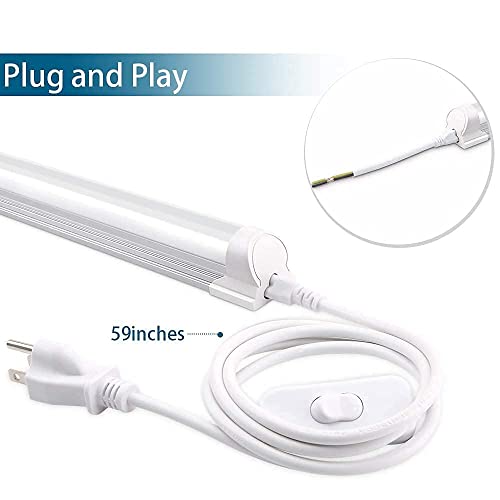 Barrina 8ft LED Shop Light, 44w 4500lm 6500K, V Shape Frosted Cover LED Shop Light 8ft, Linkable LED Garage Light, T8 LED Light Fixture for Garage Ceiling Plug and Play (Pack of 6)