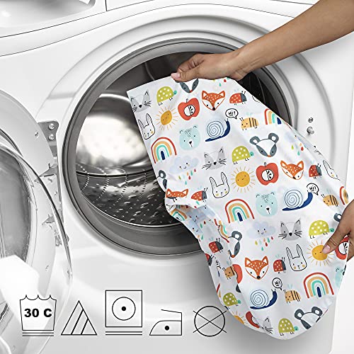 Boppy Nursing Pillow Cover Colorful Animals and Rainbows Cotton Blend Fabric Fits Boppy Bare Naked Original and Luxe Breastfeeding Pillow Awake Time Only
