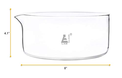 EISCO Crystallizing Dish, 3500ml - Flat Bottom, with Spout - Borosilicate 3.3 Glass - Laboratory, Kitchen, Crafts