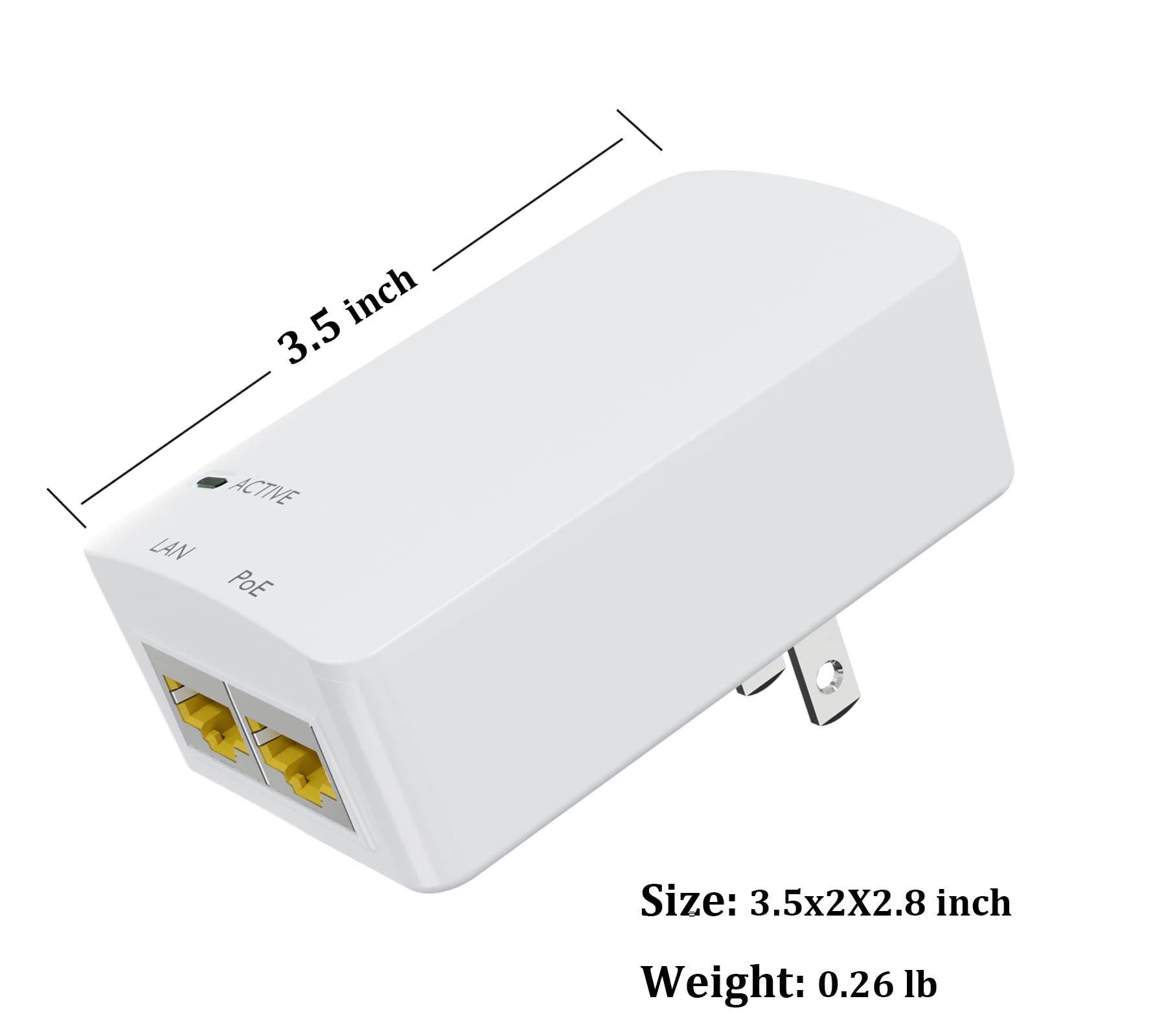 PROCET Gigabit PoE Injector Wall Outlet Mount, 48V 15W IEEE802.3af Active PoE Power Injector, 328FT Long Range Transmit for IP Camera, Wireless AP, IP Phones