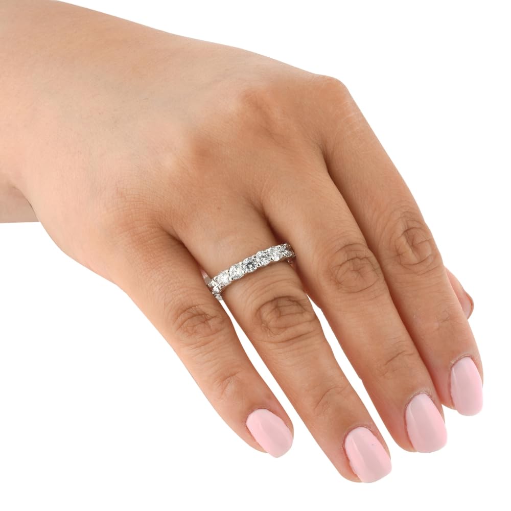 2 Ct Lab Created Moissanite Eternity Ring Womens Wedding Band 14k White Gold - Size 6