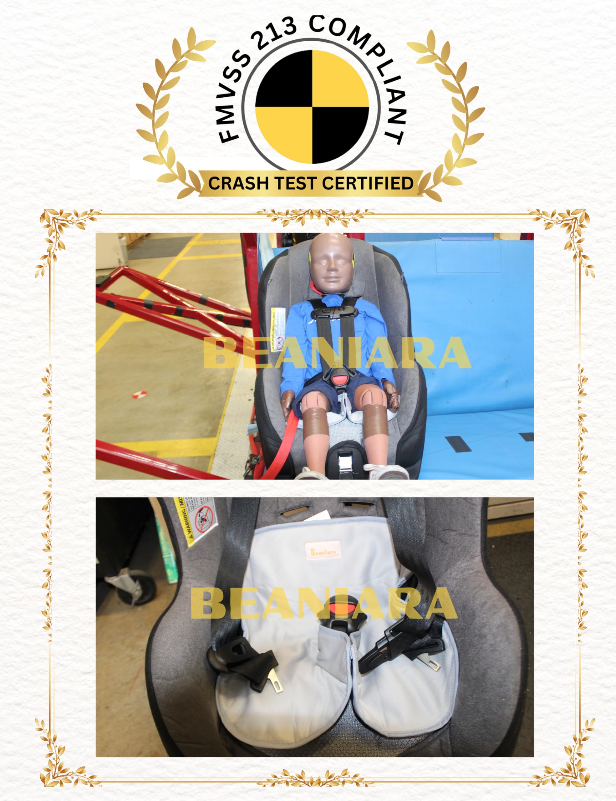 Crash and Flammability Tested,Child Car Seat Protector, Waterproof Anti Slip Piddle Pad for Infant Child Carseat, Booster, Stroller, Dining Chair (Black)