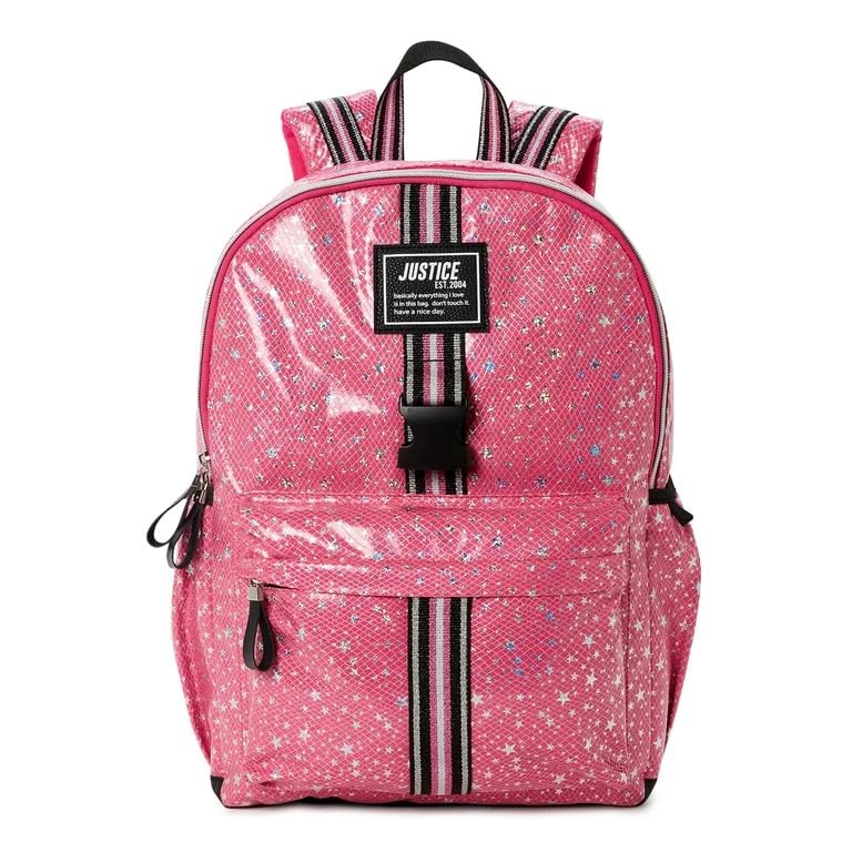 17" Laptop Backpack, Lunch Tote and Pencil Case, 3-Piece Set Pink Star Print 0397