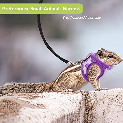 Hand Made Harness Vest and Leash Set for Hamster Rats Iguana Bearded Dragon Baby Ferret Soft&Adjustable Small Purple