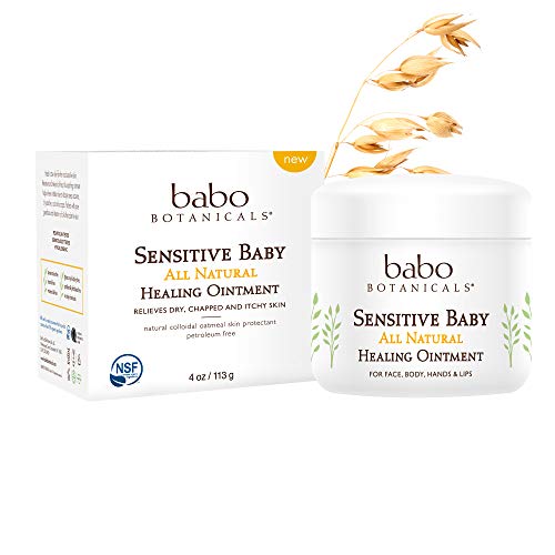 Babo Botanicals 70+% Organic Sensitive Baby All Natural Healing Ointment with Medical Grade Colloidal Oatmeal, Unscented 4 Ounce