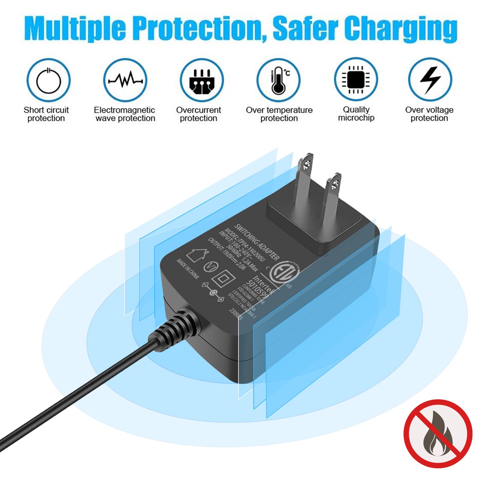 19V 2A Power Supply Charger Cord for Harman Kardon HK Onyx Studio 7 6 5 4 3 2 1 Wireless Portable Bluetooth Speaker AC DC Power Supply Adapter Cable.