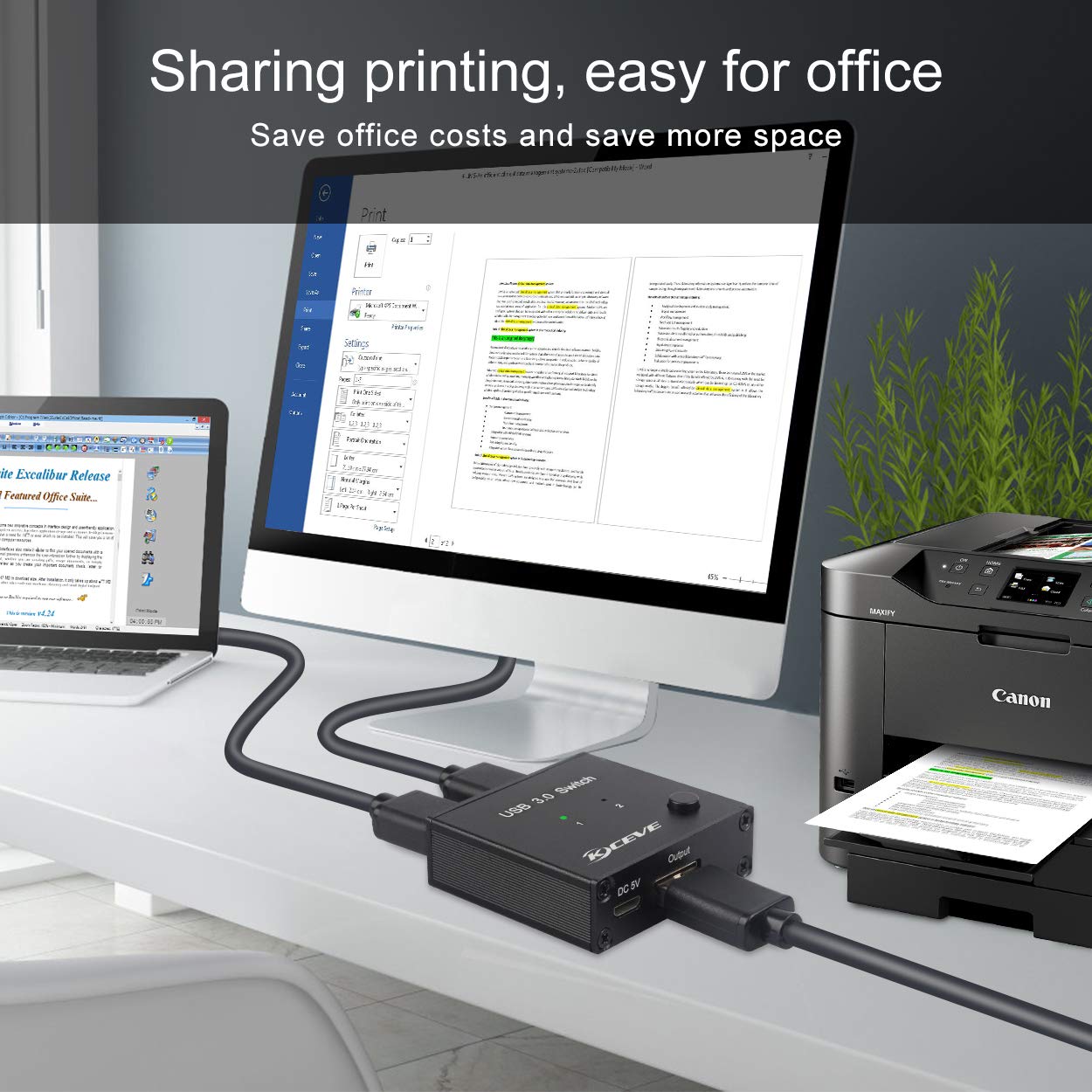 USB 3.0 Switch Selector, 2 in 1 Out USB Switcher for 2 Computers Share 1 USB Devices, Mouse, Keyboard, Scanner, Printer, Etc