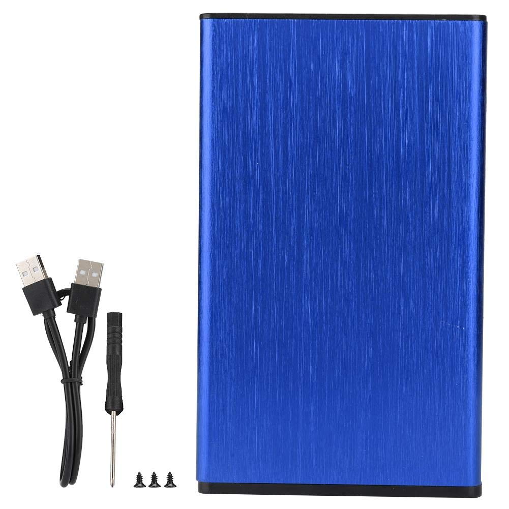 2.5inch USB2.0 Mobile HDD Case,External Mobile Hard Disk Case Box,Aluminum Alloy Brushed Fit for 2TB HDD SSD,Plug-and-Play, with LED Indicator(Blue)