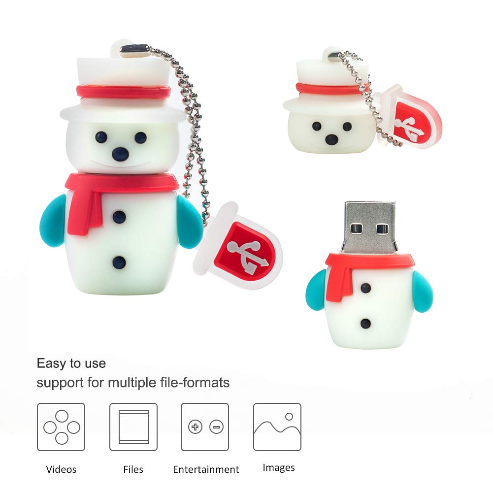 BorlterClamp 32GB USB Flash Drive Cute Snowman Model Memory Stick New Year Gifts for Students and Children