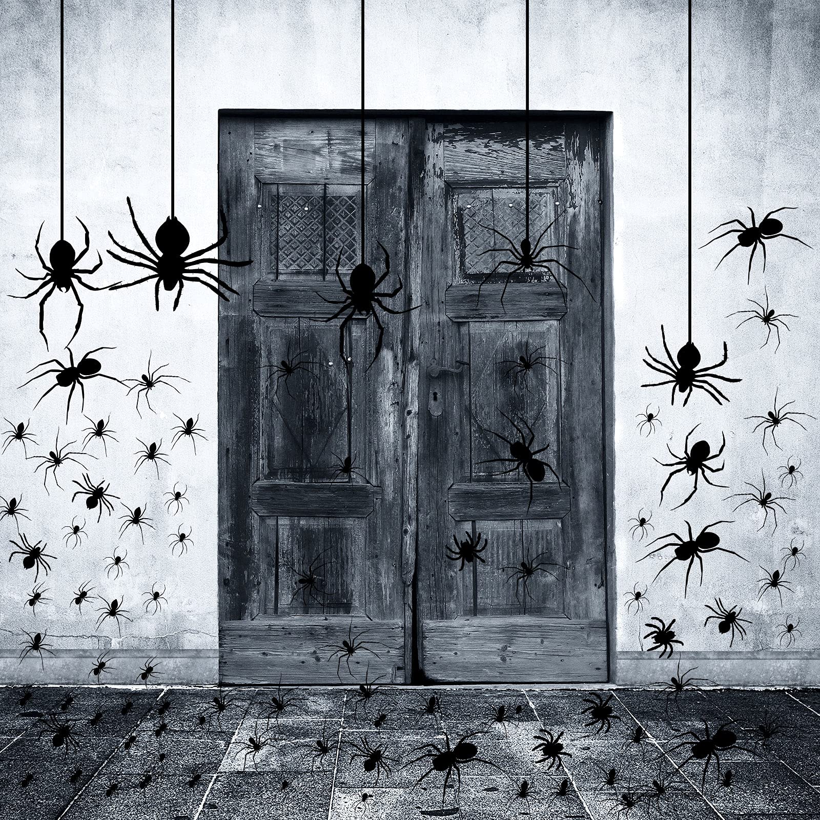 Thenshop 209 Pieces/4 Sheets Halloween Spider Stickers Large Spider Stickers Spider Style Wall Decal Removable Scary Spider Stickers Halloween Wall Clings for Halloween Party Wall Home Room Decors