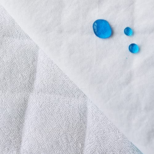 Bassinet Mattress Pad Cover, Waterproof, Ultra Soft Bamboo Terry Surface, Universal Fit for Hourglass/Oval Bassinet Mattress, 2 Pack, Washer & Dryer, No Loosen and Pre-Shrinked